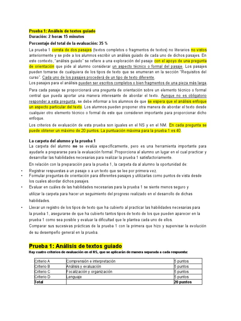 IB Español Lengua y Literatura - Prueba1 - Descripción | Descargar ...