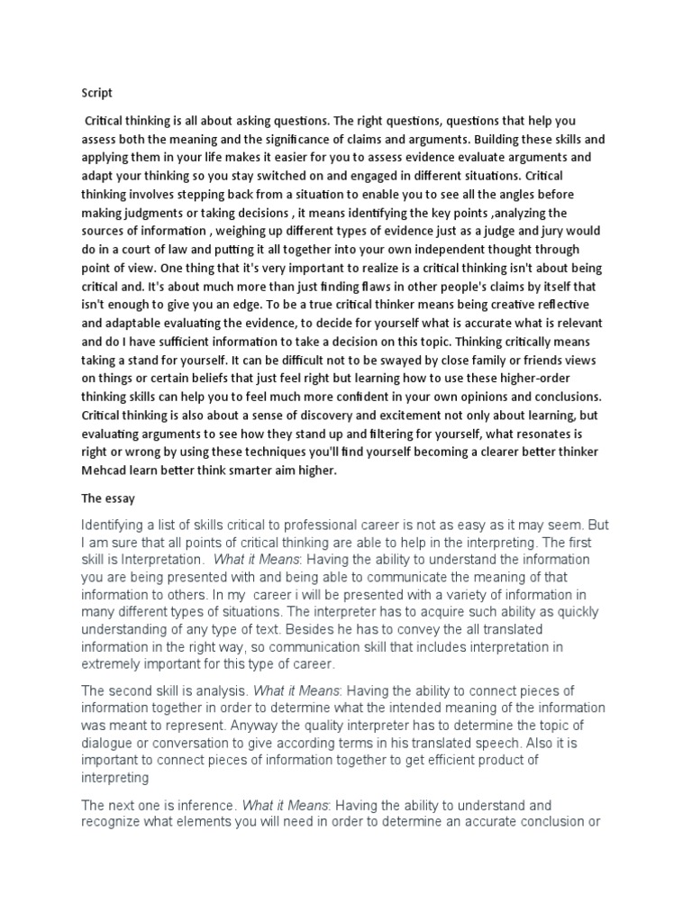 Critical Thinking Skills Guide | PDF | Critical Thinking | Epistemology