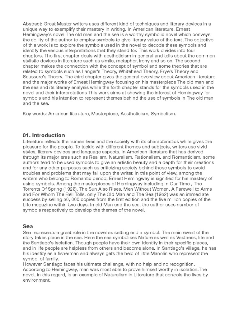 Old Man and The Sea Symbolism | PDF | Poetry