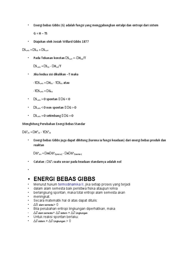 Energi Bebas Gibbs | PDF