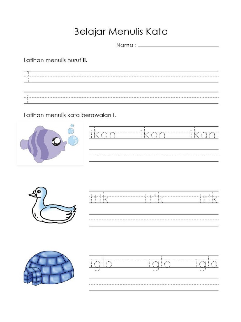 Worksheet Menulis I | PDF
