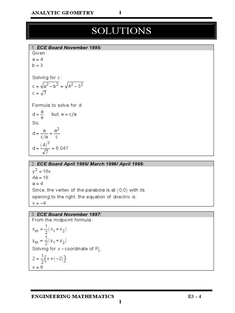Analytic Geometry Solutions | PDF | Tangent | Analytic Geometry