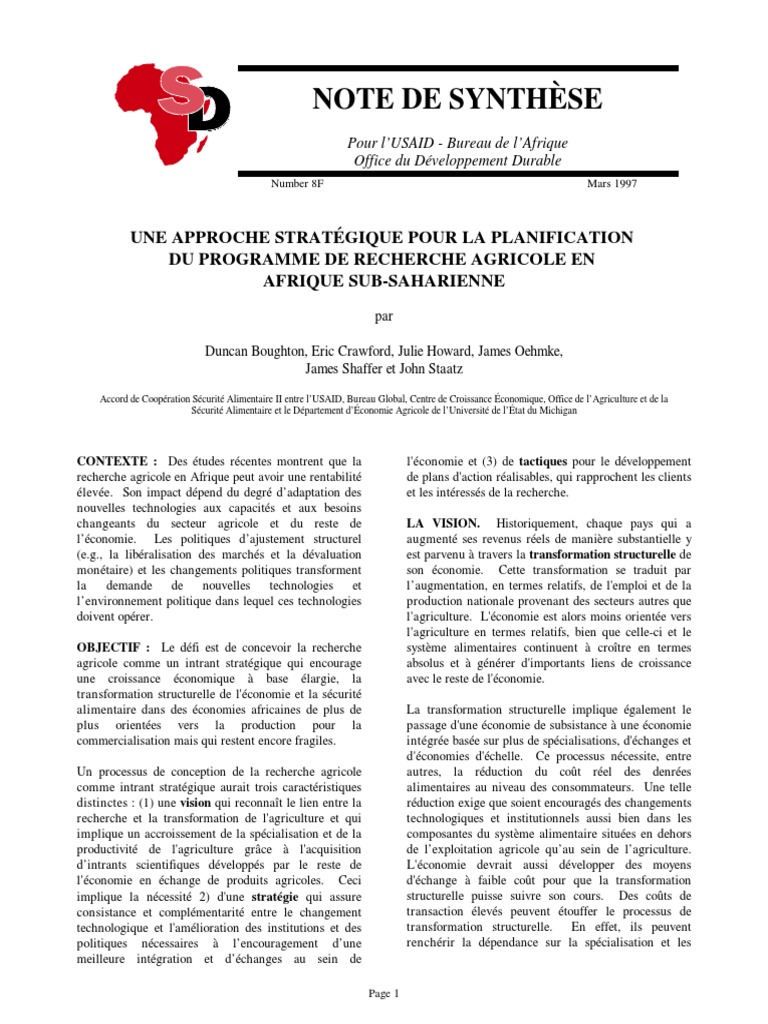 Exemple de Note de Synthèse | PDF | Agriculture | Maïs