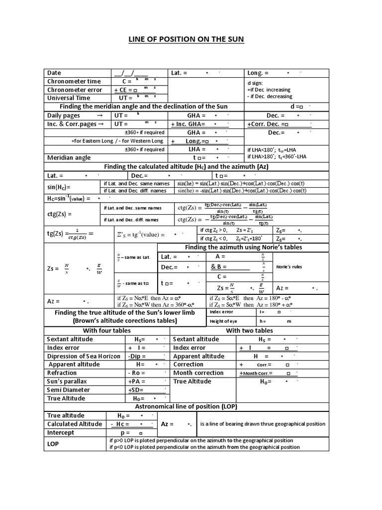 Determining the Line of Position of a Celestial Body Using Sextant ...