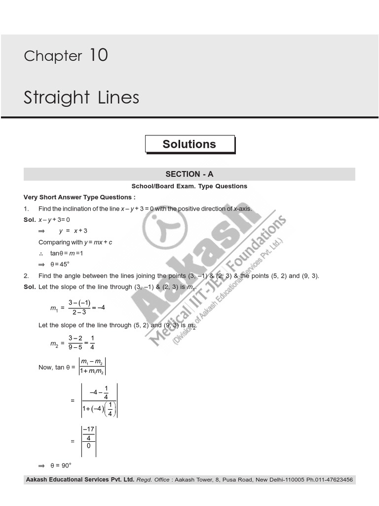10 Straight Lines: Solutions | PDF | Triangle | Line (Geometry)
