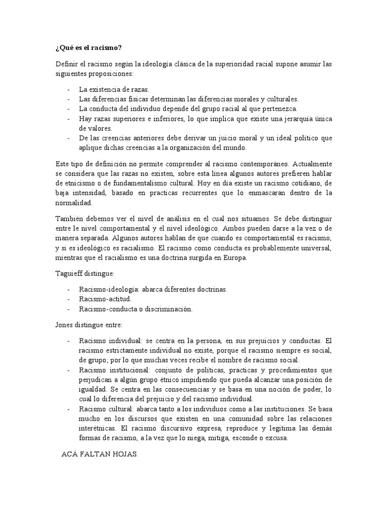 ¿Qué Es El Racismo? | PDF | Racismo | Discriminación y relaciones raciales