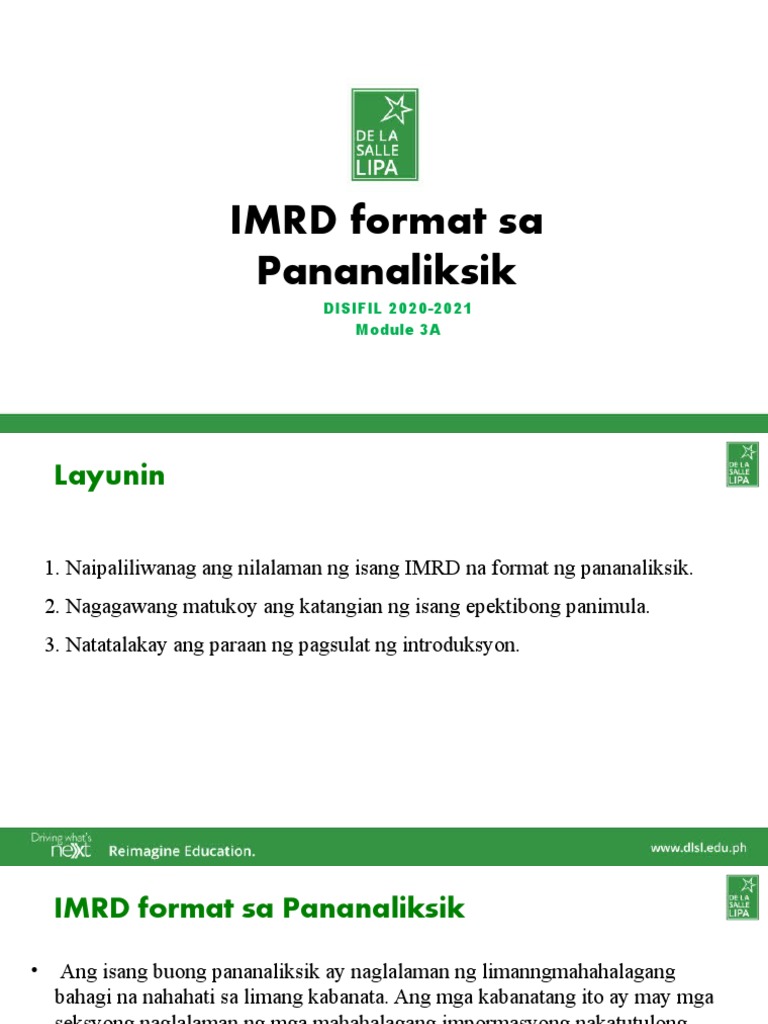 Module 3A - IMRD Format NG Pananaliksik | PDF