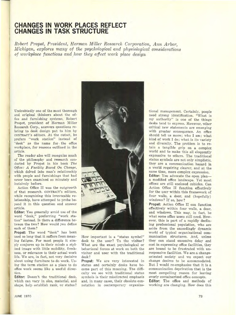 Robert Probst, "Changes in Worrk Places Refect Changes in Task ...