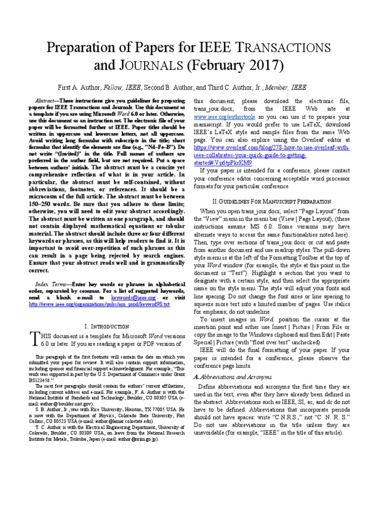 Preparation of Papers For IEEE T and J: (February 2017) | PDF ...