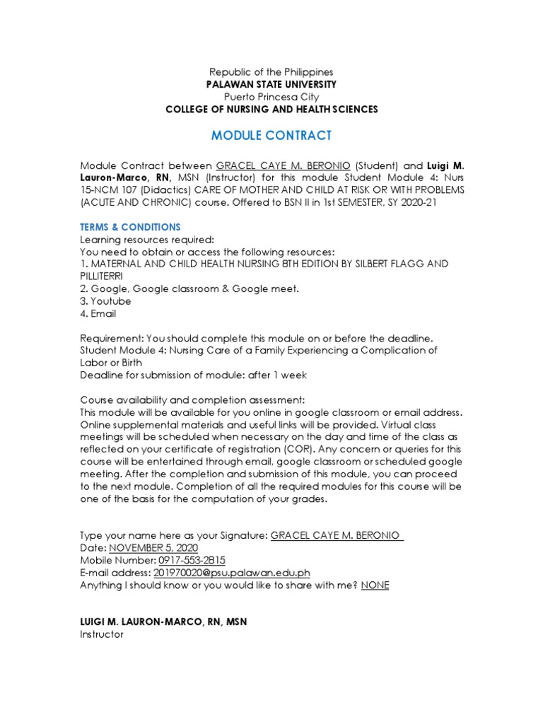 Beronio, Gracel Caye M. CMC Module 4 Contract | PDF