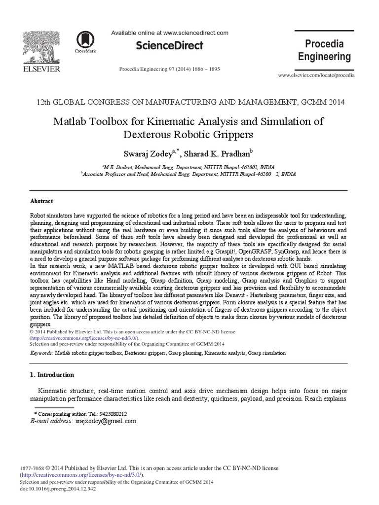 Matlab Toolbox For Kinematic Analysis and Simulati | PDF | Robotics | Simulation