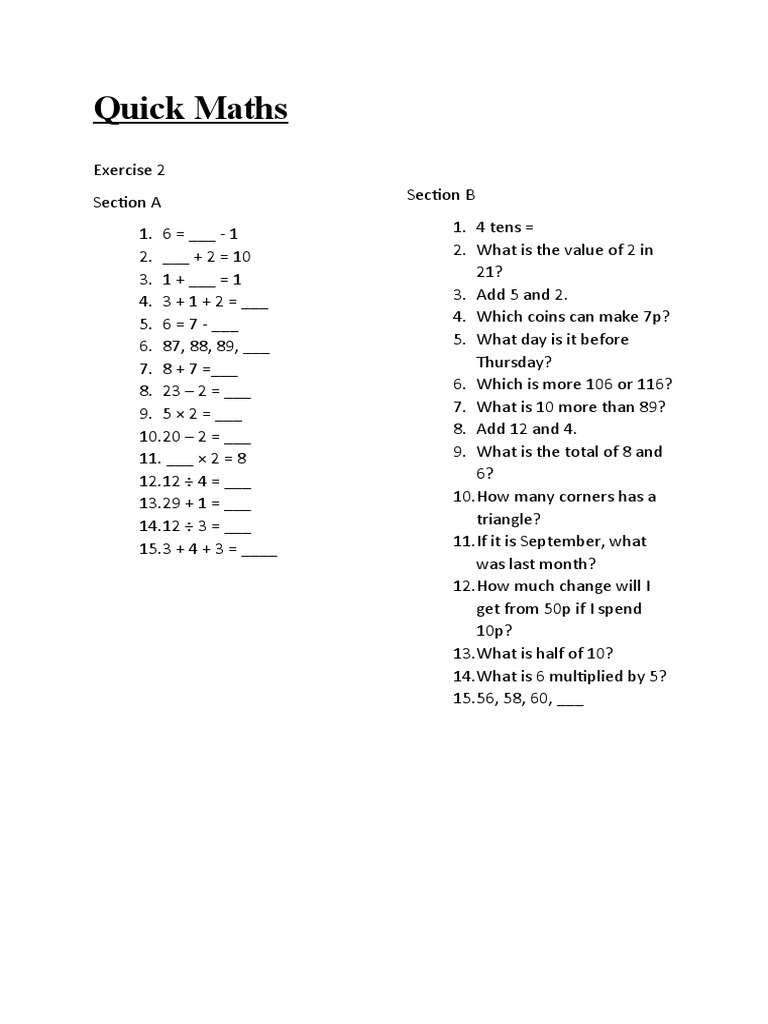 Quick Maths | PDF | Teaching Mathematics