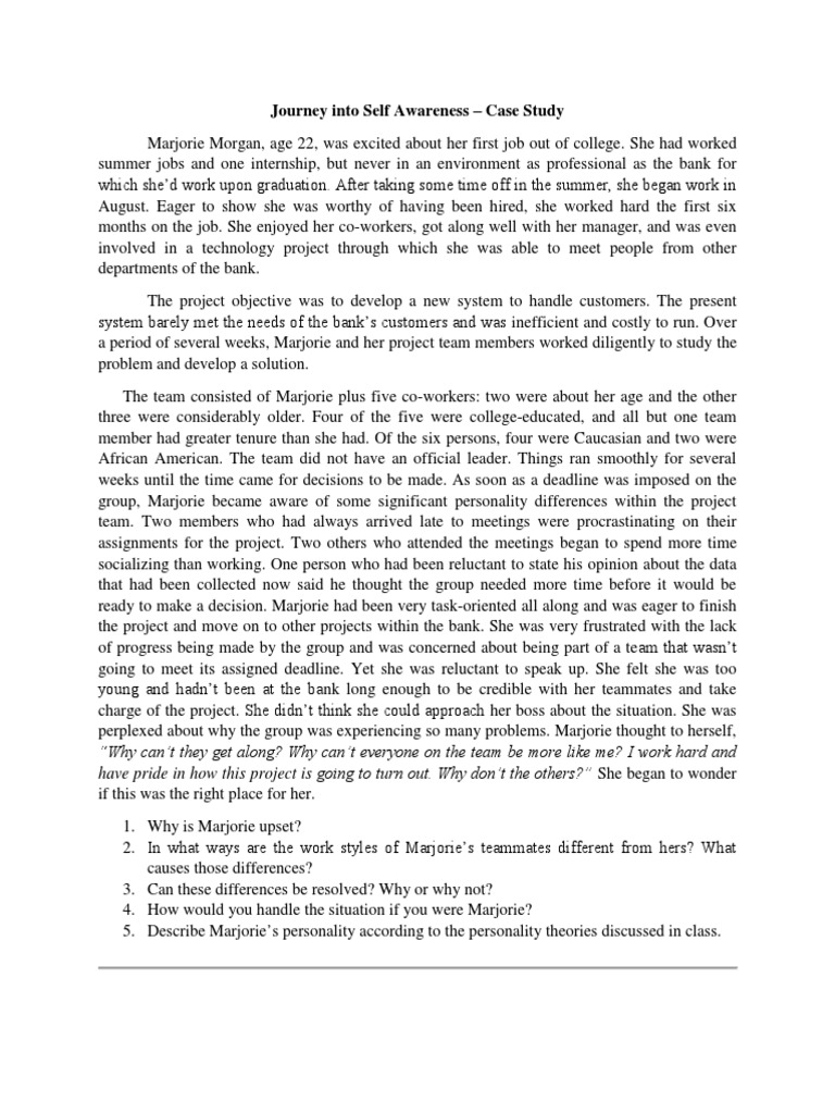 Case Study Journey Into Self Awareness | PDF | Human Nature | Psychology