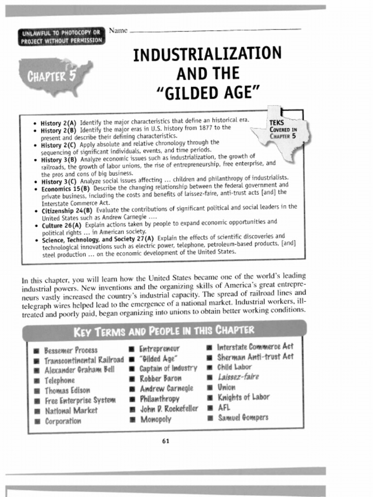 CH 5 Industrialization The Gilded Age | PDF