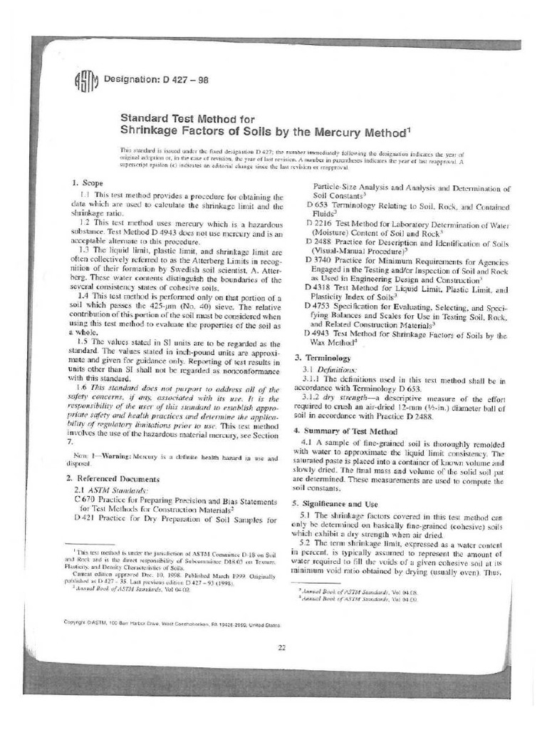Astm D427 PDF | PDF
