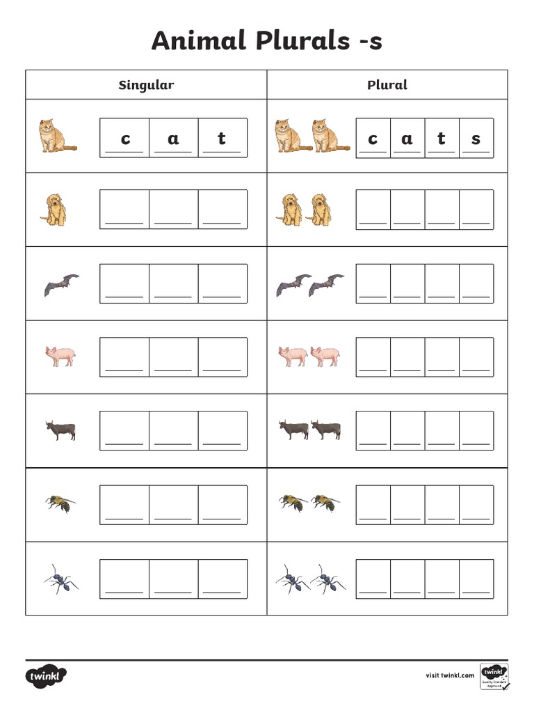 Animal Plurals Worksheet | PDF | Language Arts & Discipline