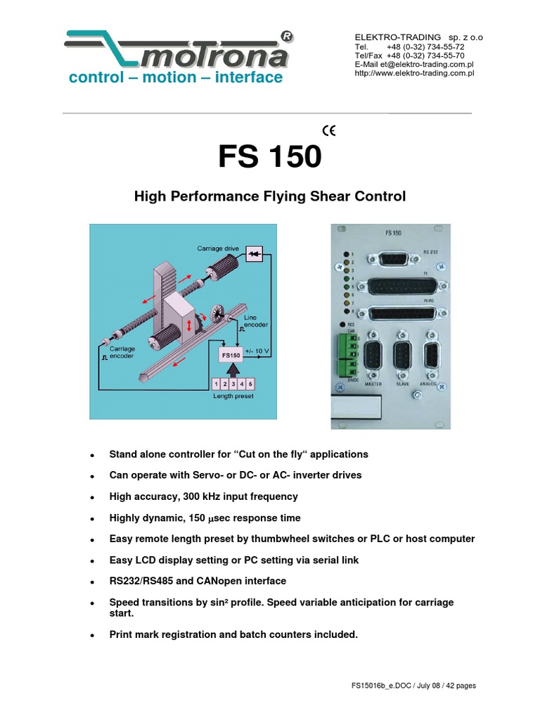 Control - Motion - Interface: High Performance Flying Shear Control ...
