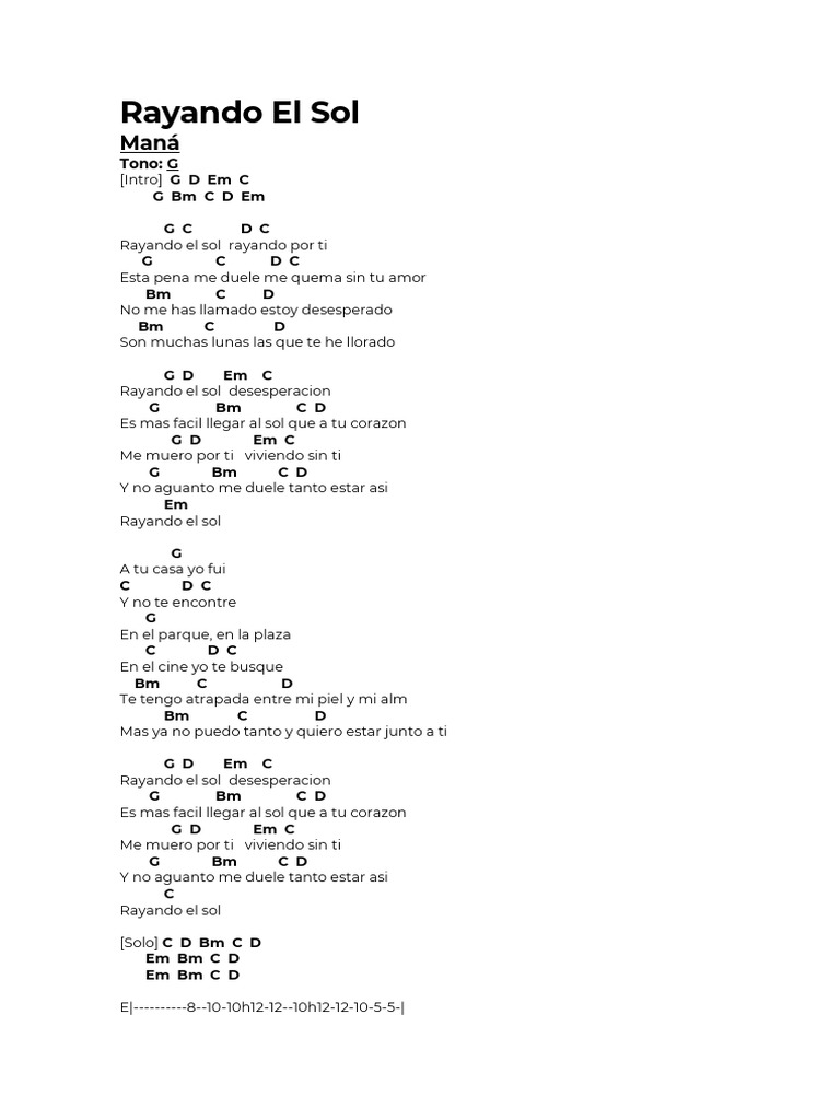 Rayando El Sol - MANA | PDF