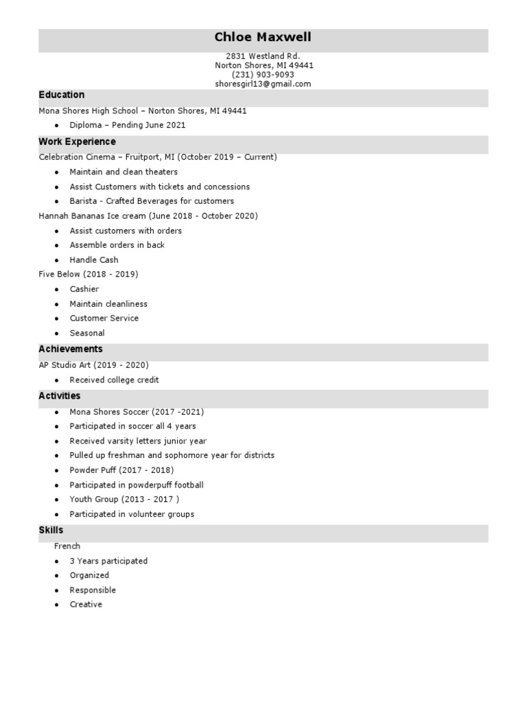 Chloe Maxwell Resume | PDF