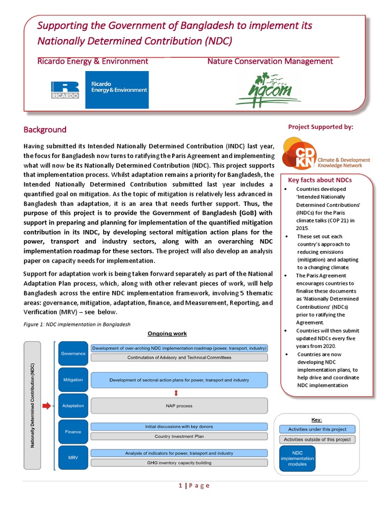 Flyer Bangladesh NDC Project | PDF | Climate Change Mitigation | Policy