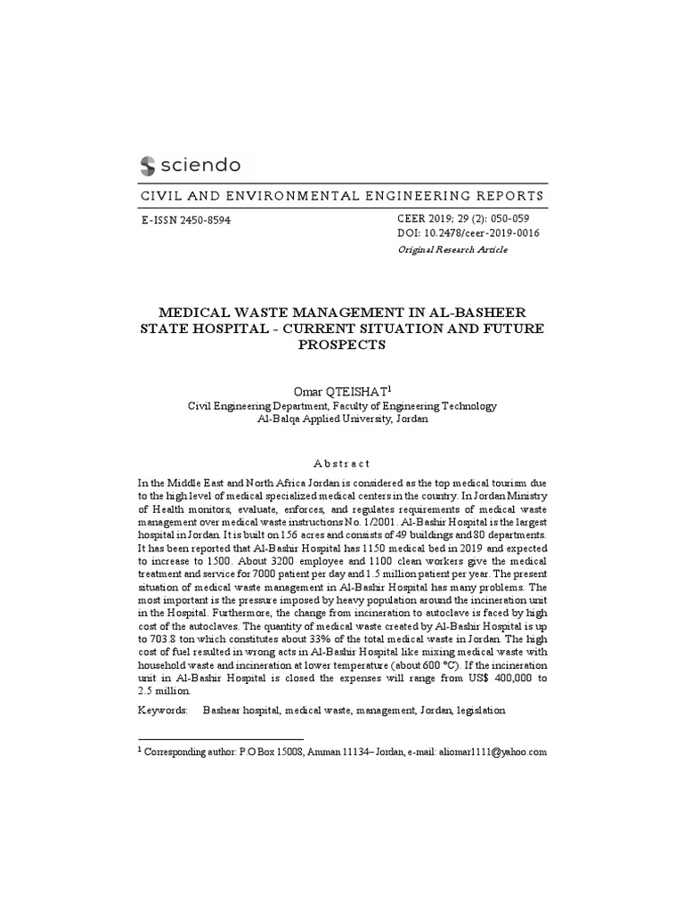 Civil and Environmental Engineering Reports | PDF | Incineration ...