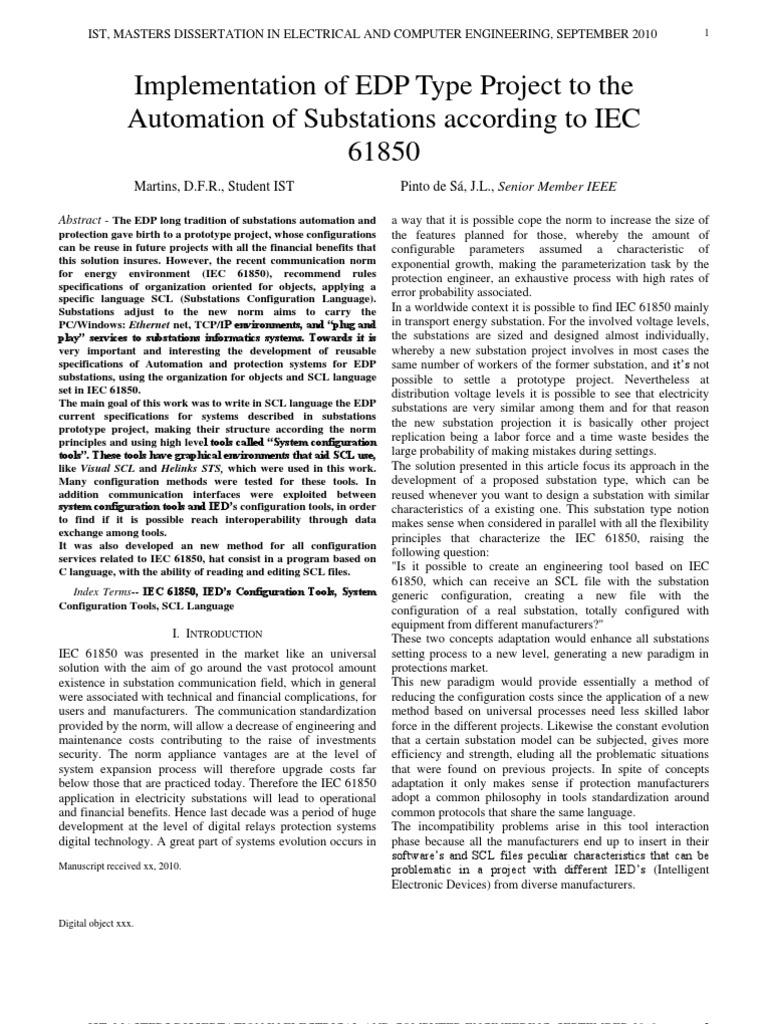 Implementation of EDP Type Project To The Automation of Substations ...