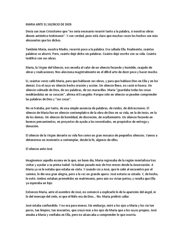 El Silencio Fecundo de María | PDF | María, madre de Jesús | Jesús