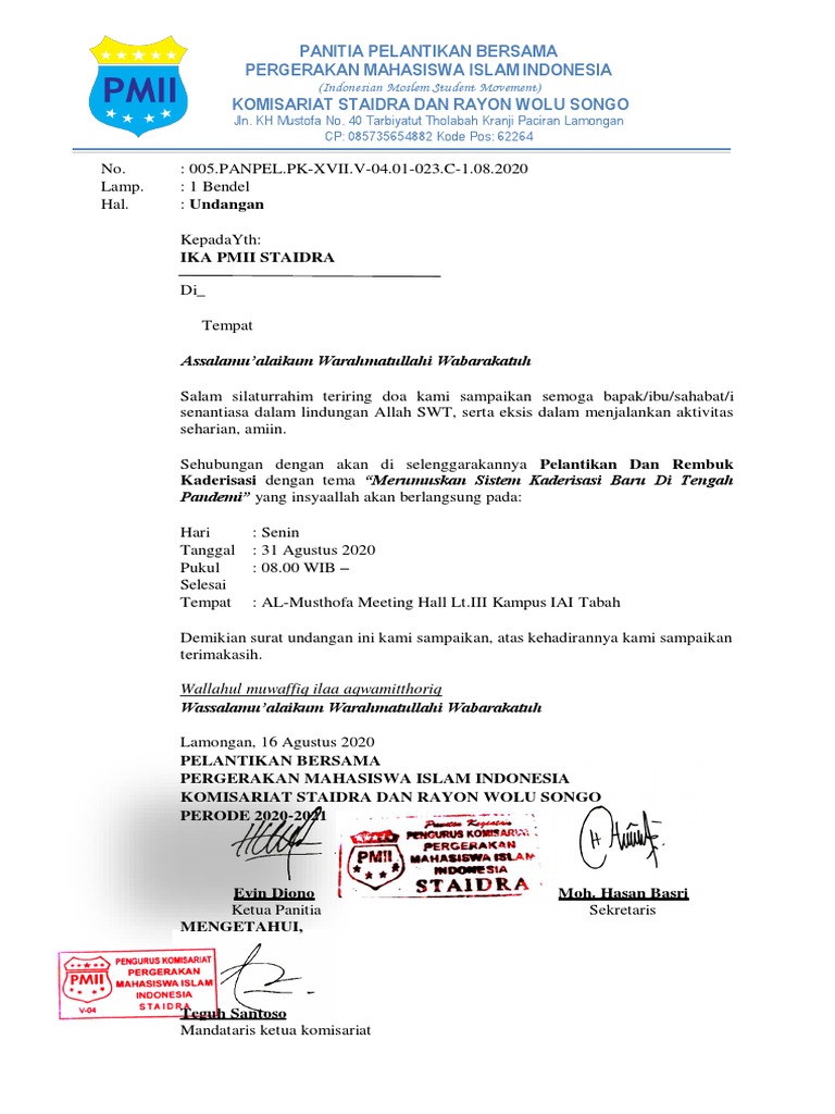 Undangan IKA PMII STAIDRA PDF | PDF