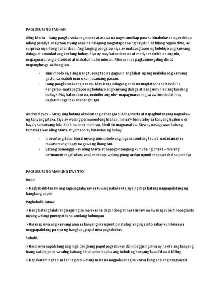 Pagsusuri NG Tauhan | PDF