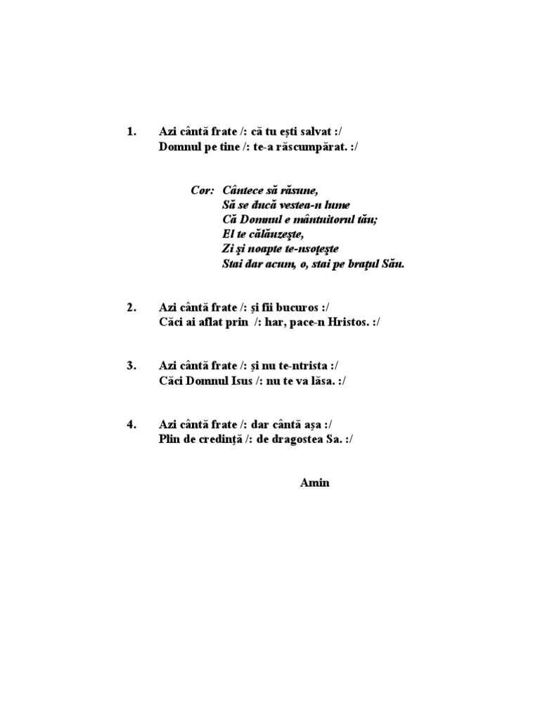 Azi Canta Frate Ca Tu Esti Salvat | PDF