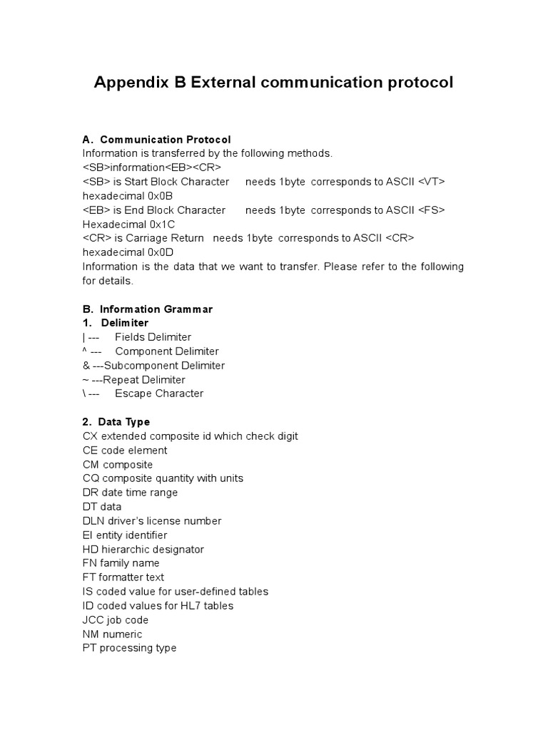 URIT 5380 ASCII Communication Protocol | PDF | Ascii | Computer Data
