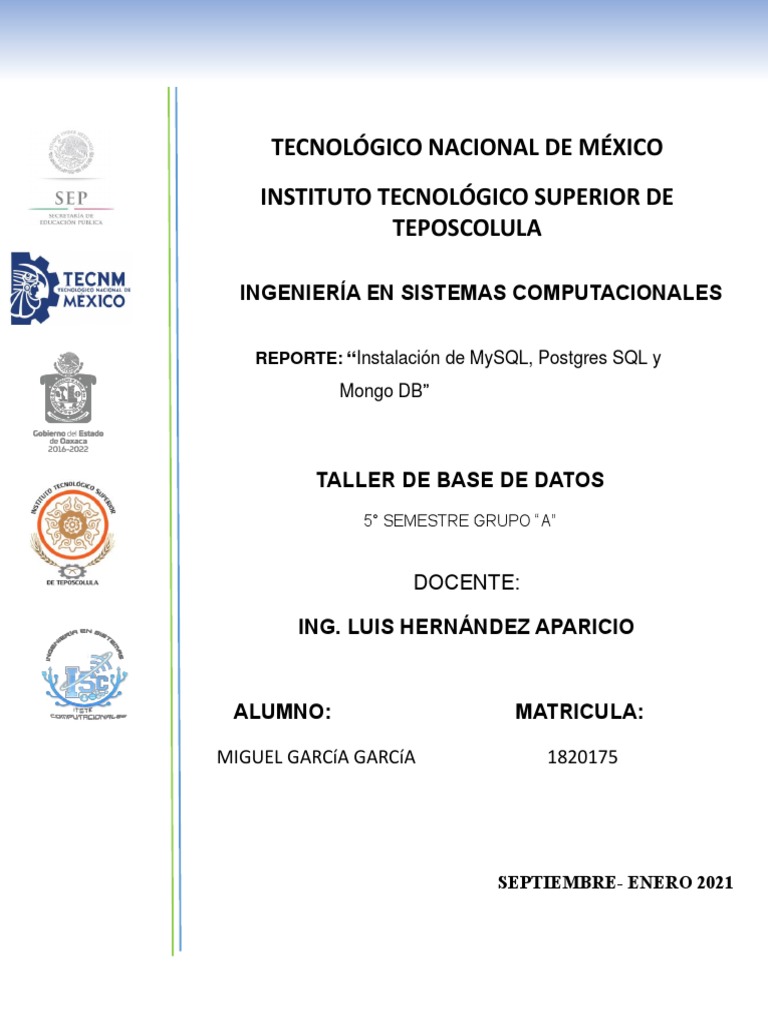 Reporte de Instalacion | PDF | Mi sql | Mongo Db