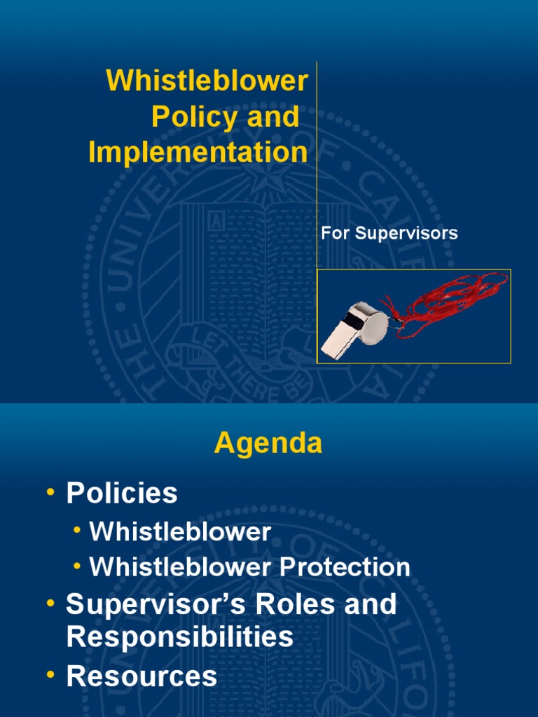 Whistleblower Policy and Implementation: For Supervisors | PDF ...