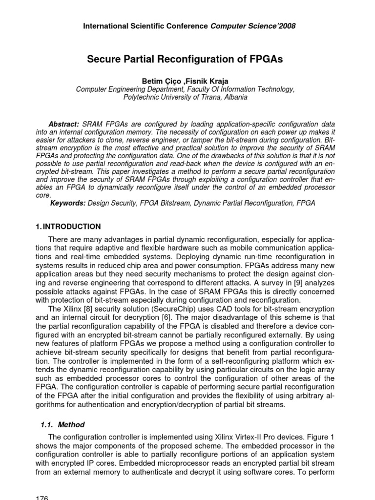 Secure Partial Reconfiguration of Fpgas: International Scientific Conference Computer Science ...