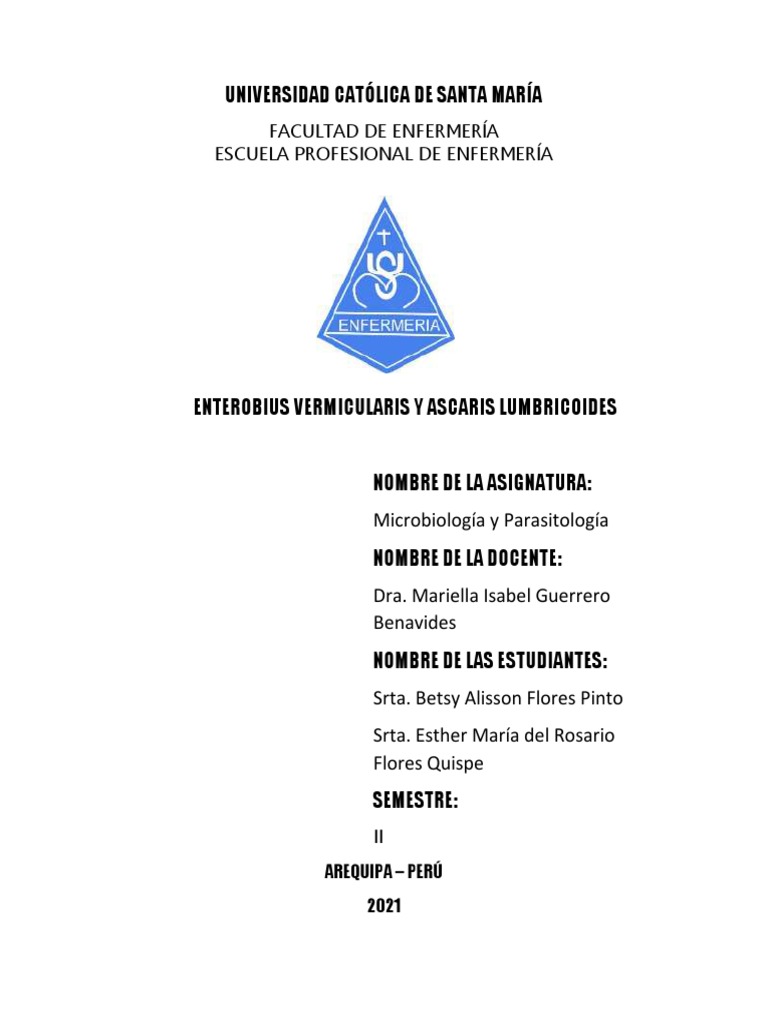 Enterobius Vermicularis y Ascaris Lumbricoides | PDF | Parasitología ...