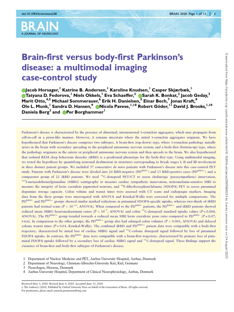 2020 - Brain-First Versus Body-First Parkinson's Disease - A Multimodal ...