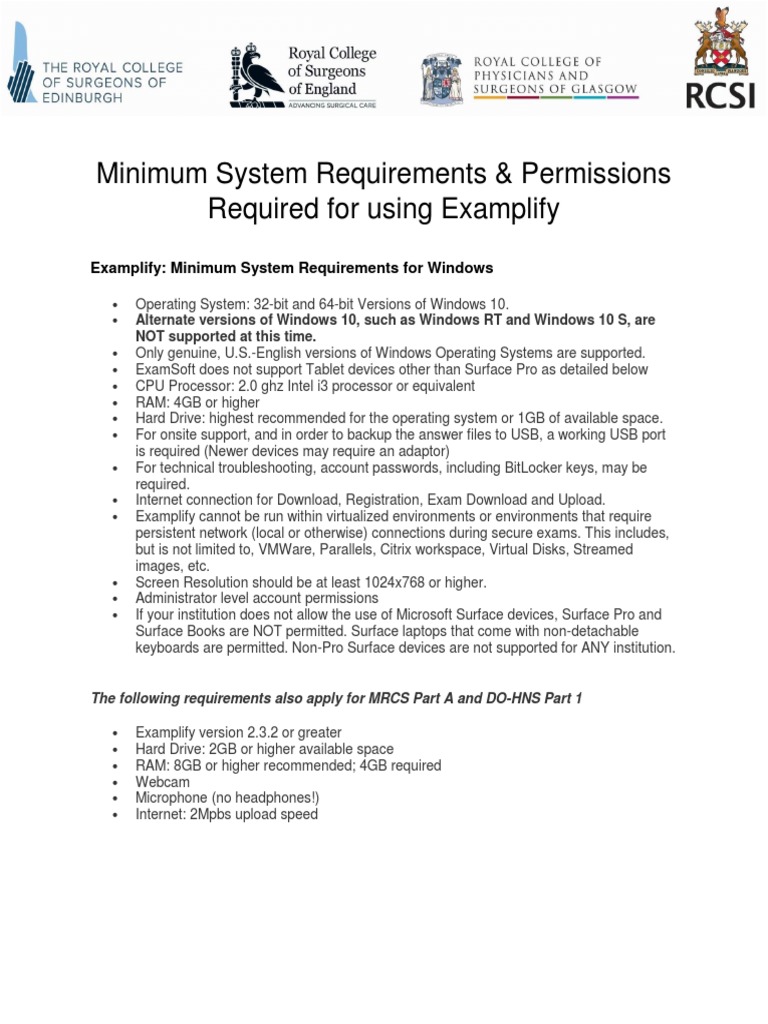 Examplify Minimum System Requirements | PDF | Windows 10 | Operating System