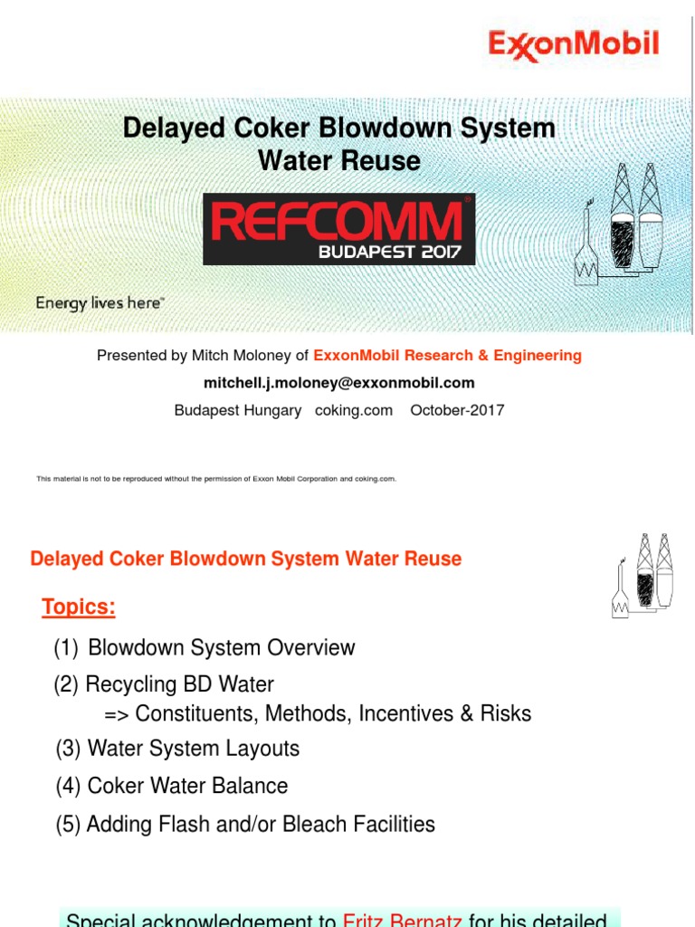 Delayed Coker Blowdown System Water Reuse Moloney ExxonMobil DCU ...
