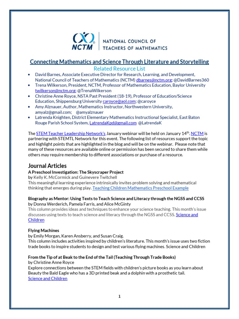 Math and Science Integration Strategies | PDF | National Council Of ...