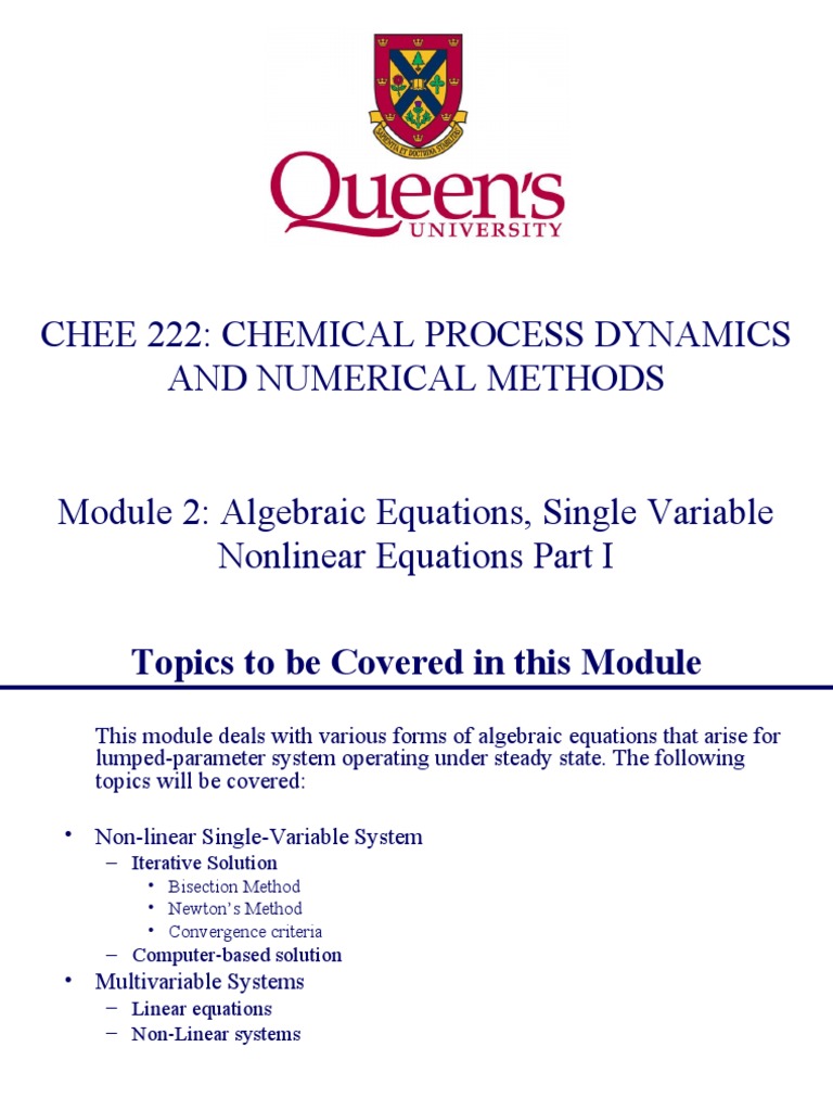 Chee 222: Chemical Process Dynamics and Numerical Methods | PDF | Equations | Nonlinear System