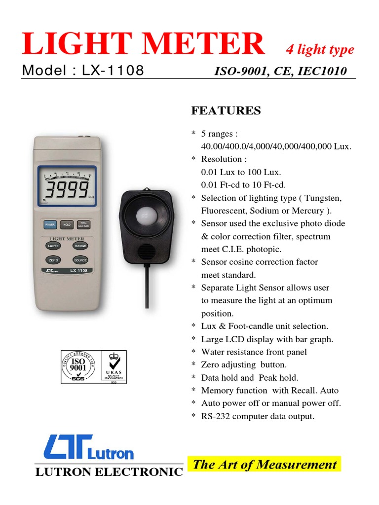The LUTRON ELECTRONIC LX-1108 Light Meter: A Comprehensive Guide to its ...