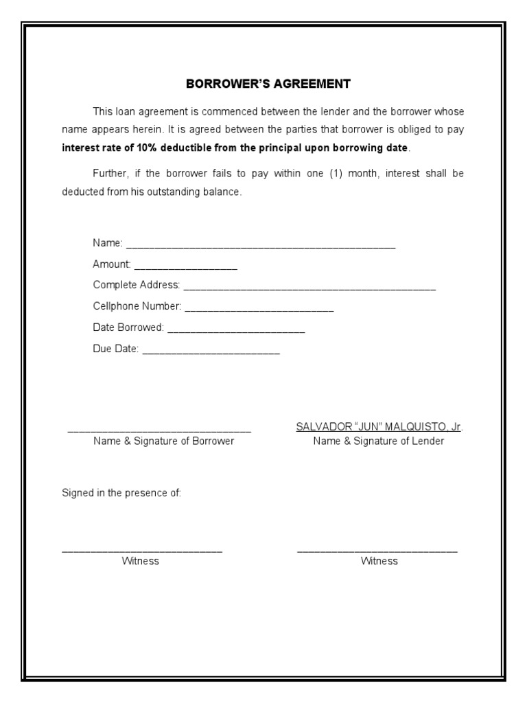 Borrowers Agreement | PDF