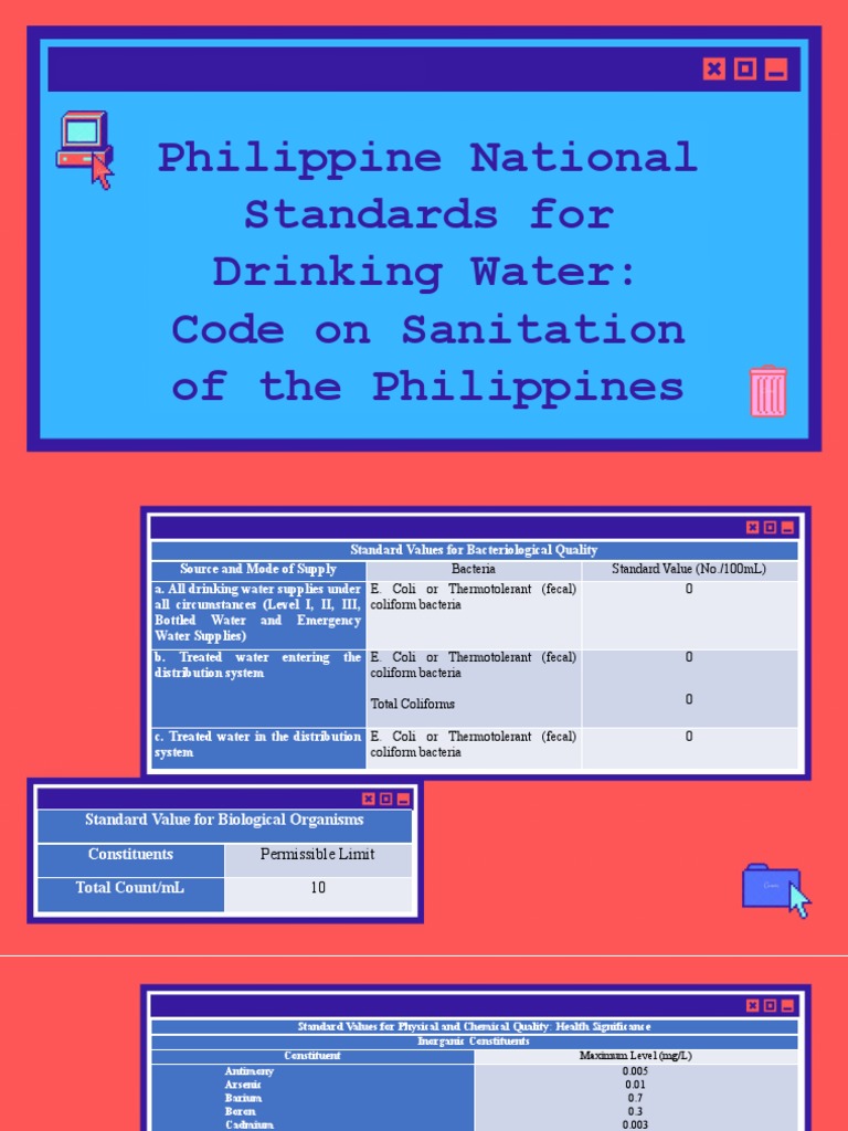 Standard Parameters and Values For Drinking Water Quality Philippine ...