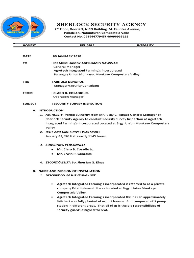 Security Survey Inspection | PDF | Security Guard | Public Safety