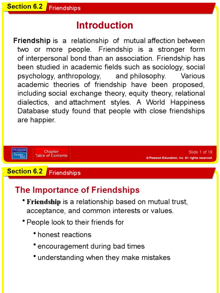 Friendship Is A Relationship of Mutual Affection Between | PDF ...