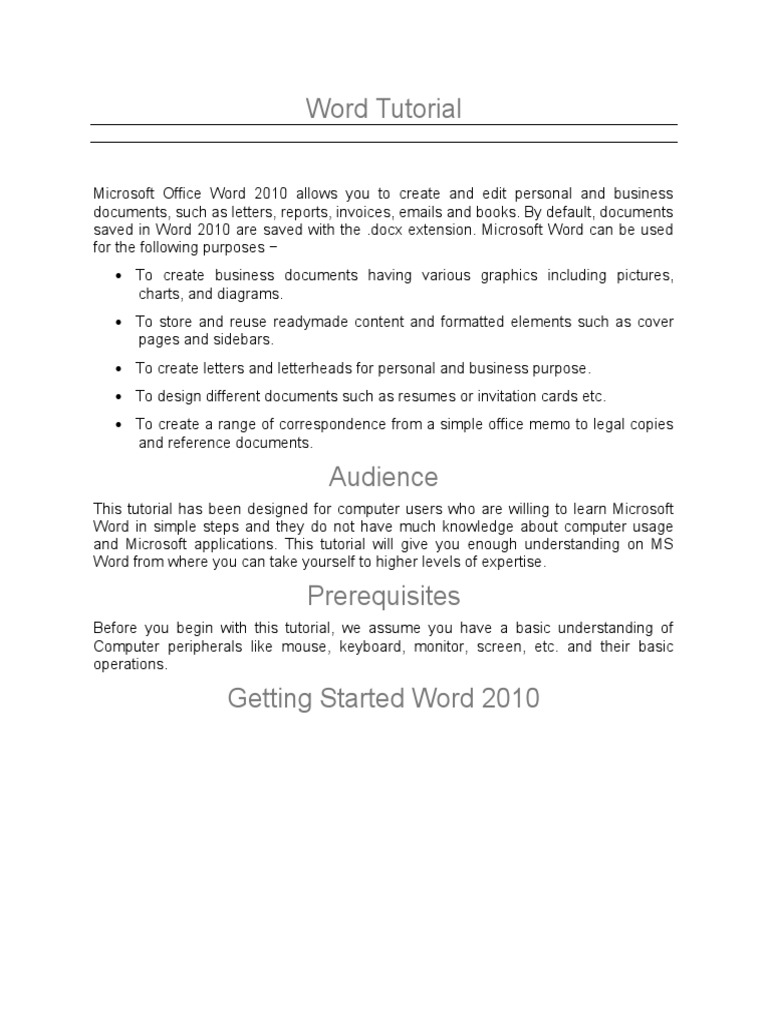 Word Tutorial | PDF | Microsoft Word | Window (Computing)