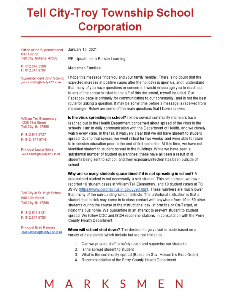 Tell City Letter | Download Free PDF | Emergency Management | Epidemiology