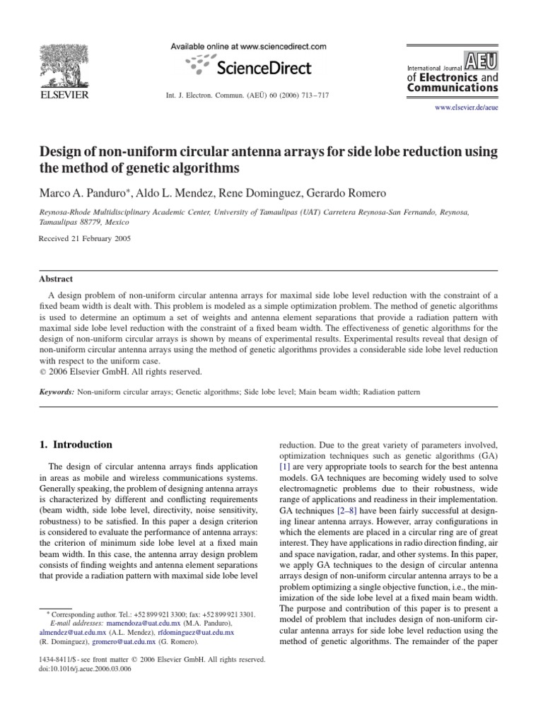 Design of Non-Uniform Circular Antenna Arrays For Side Lobe Reduction Using The Method of ...
