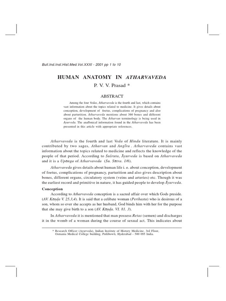 Human Anatomy in Atharva Veda | PDF | Abdomen | Anatomy