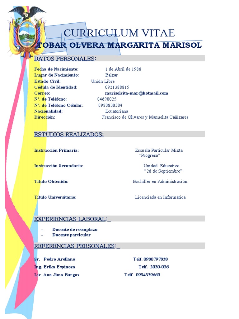 CURRICULUM Marisol | PDF